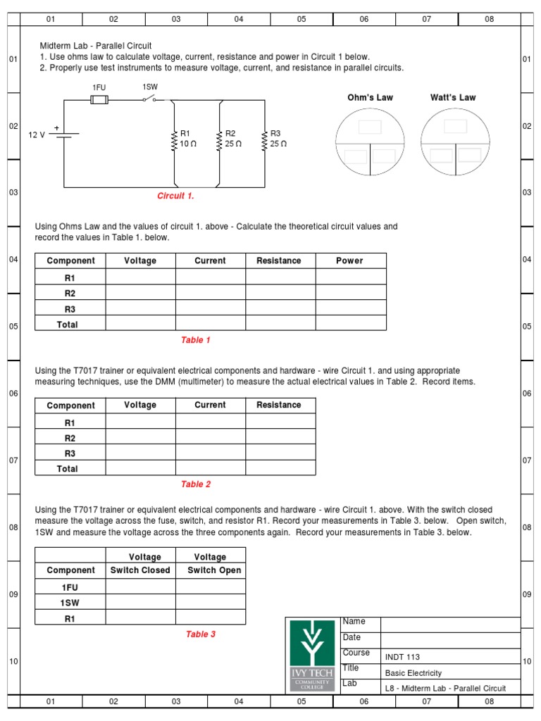 Midterm Lab - Parallel Circuit | PDF | Electrical Network | Series And ...