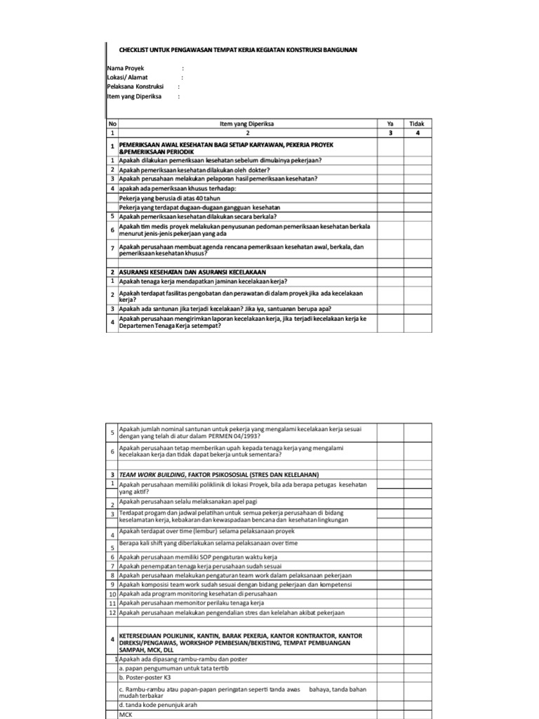 Checklist Pengawasan | PDF Checklist Pengawasan | PDF