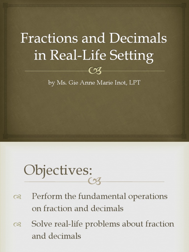 Real-Life Applications of Fractions & Decimals | PDF | Pharmacology ...