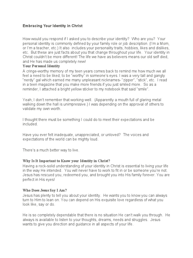 Embracing Your Identity in Christ | PDF | Jesus | Grace In Christianity
