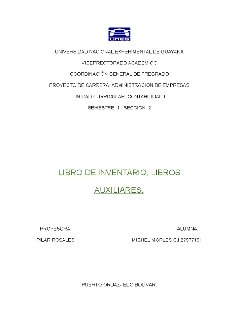 El Libro de Inventario y Libros Auxiliares | PDF | Contabilidad | Bancos
