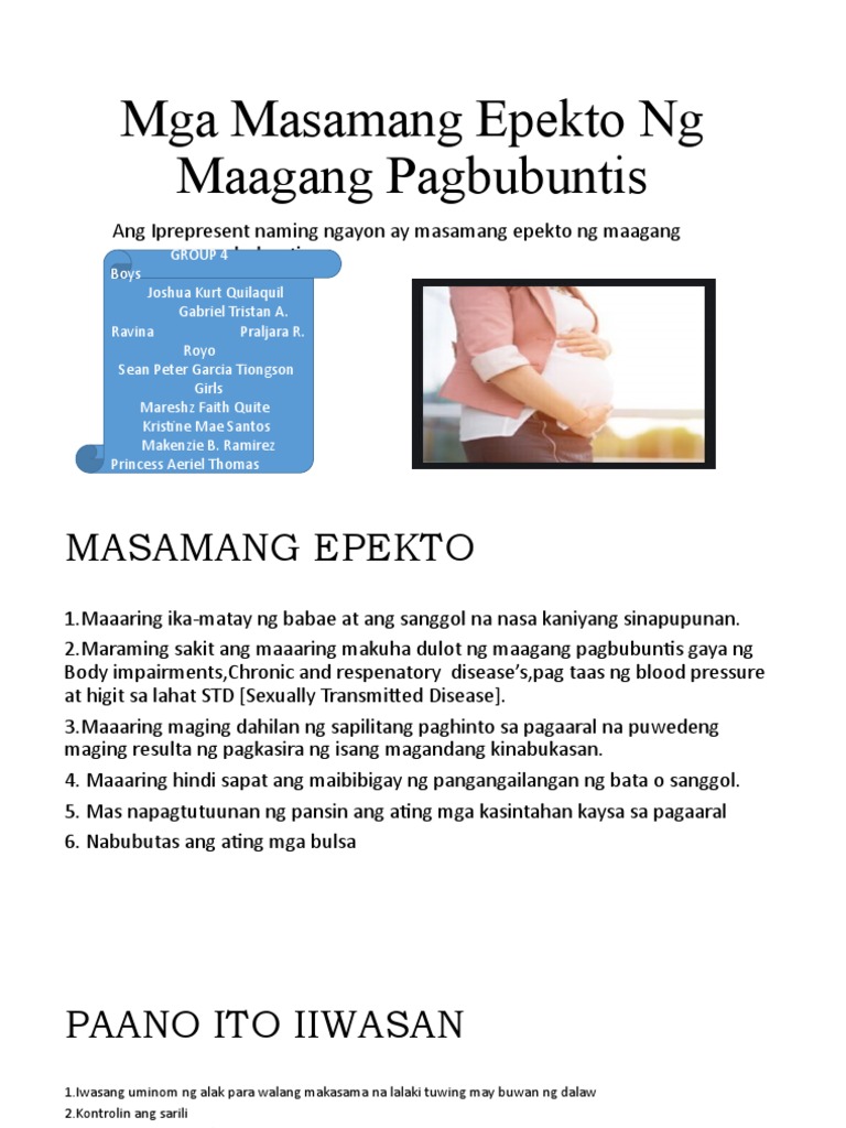 Mga Masamang Epekto Ng Maagang Pagbubuntis Pdf