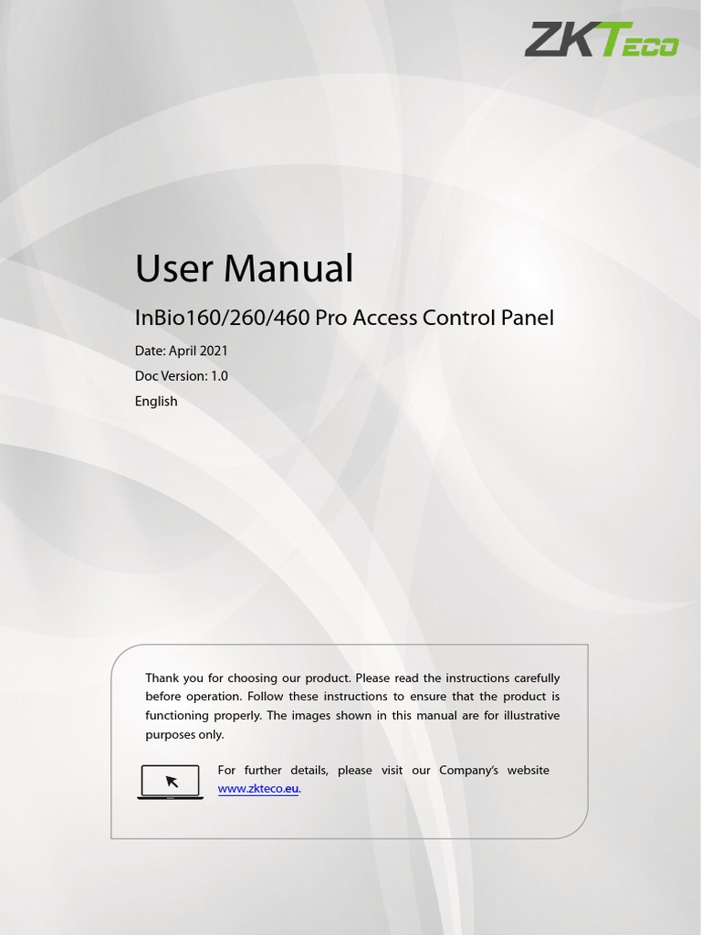 User Manual: Inbio160/260/460 Pro Access Control Panel | PDF | Access ...