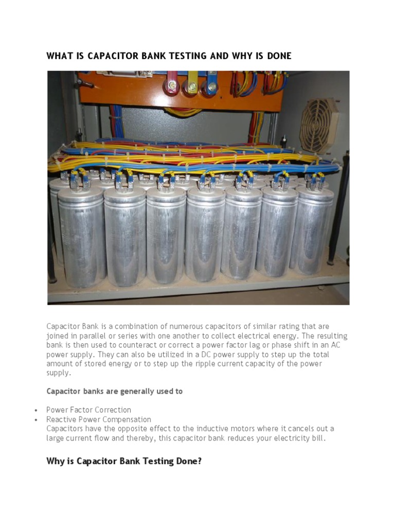 Capacitor Bank Testing Guide | PDF | Capacitor | Electrical Impedance