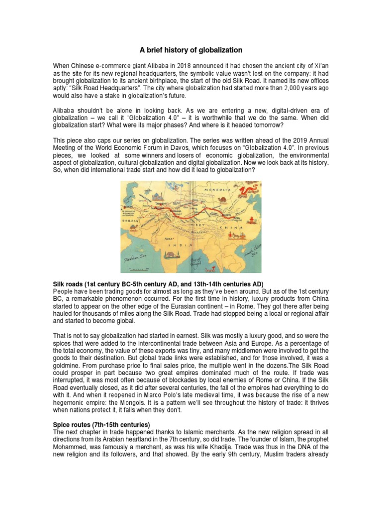 The Rise and Evolution of Globalization: From Ancient Silk Roads to the ...