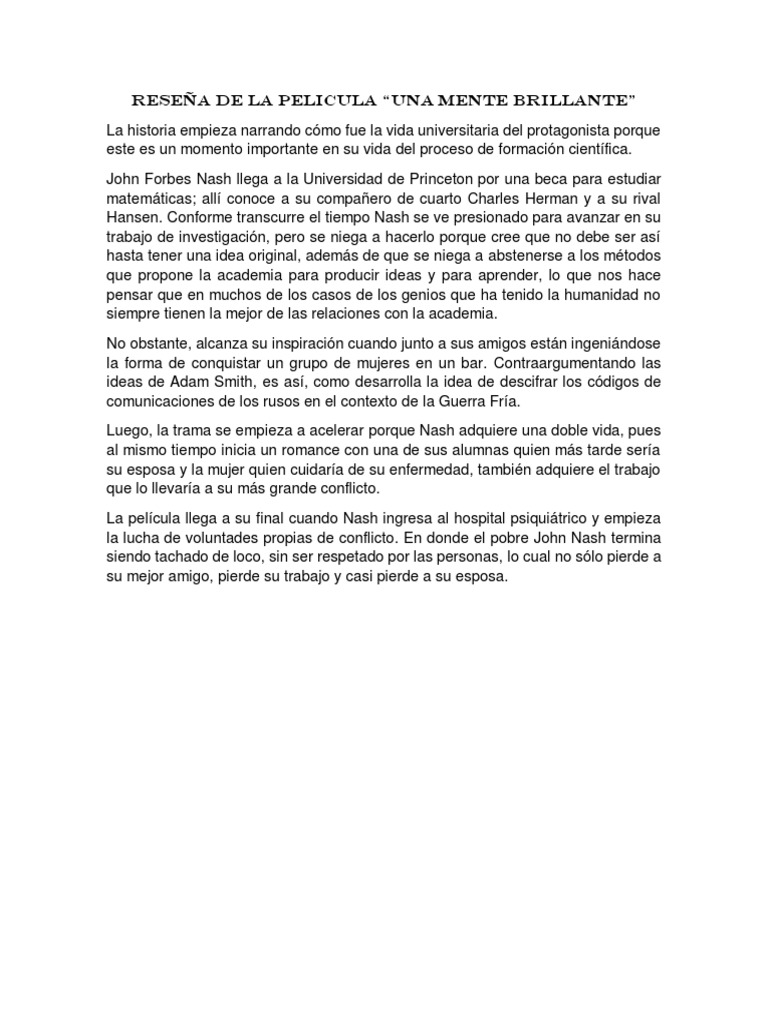Reseña de La Pelicula | PDF