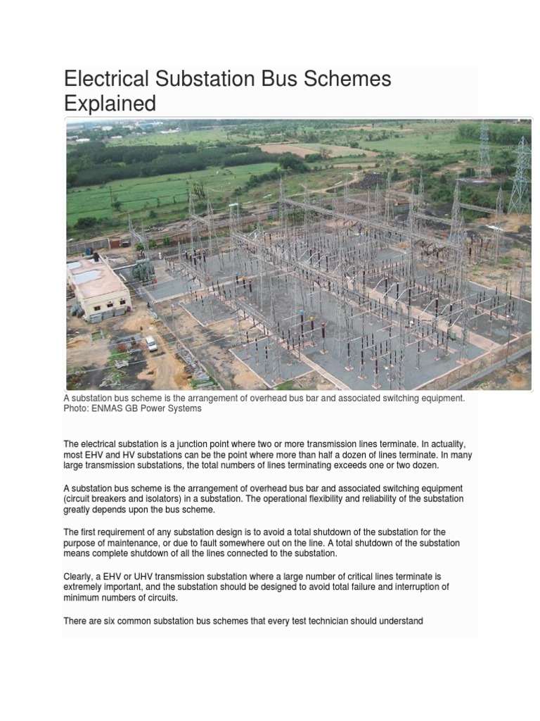 Substation Bus Schemes Overview | PDF | Electrical Substation ...
