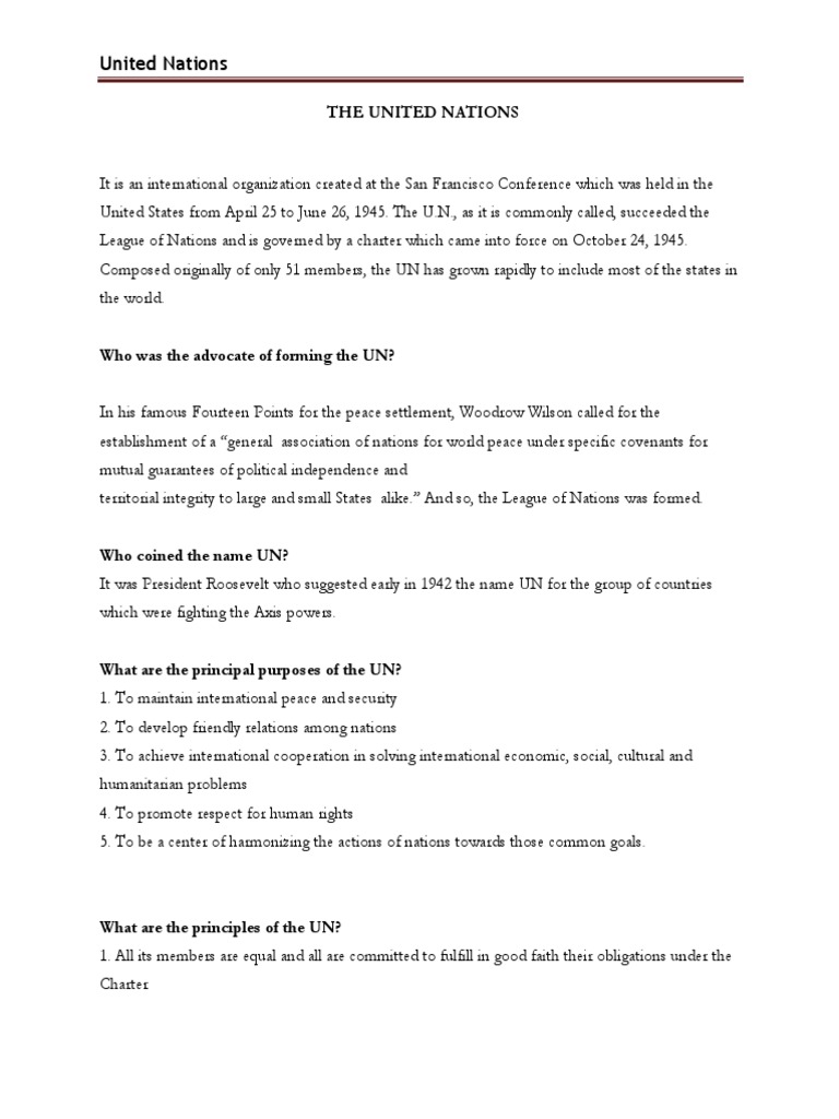 United Nations Notes | PDF | United Nations | International Relations