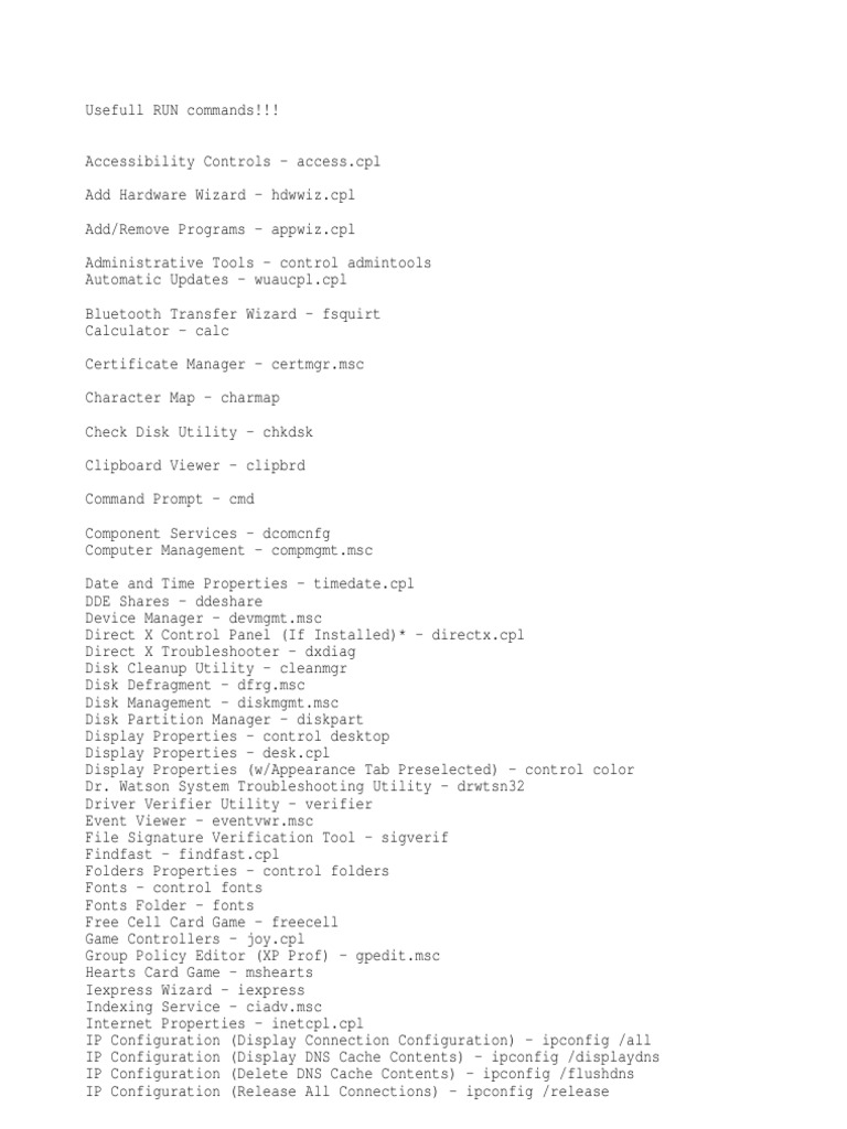 RUN Commands PDF Office Equipment Digital Technology
