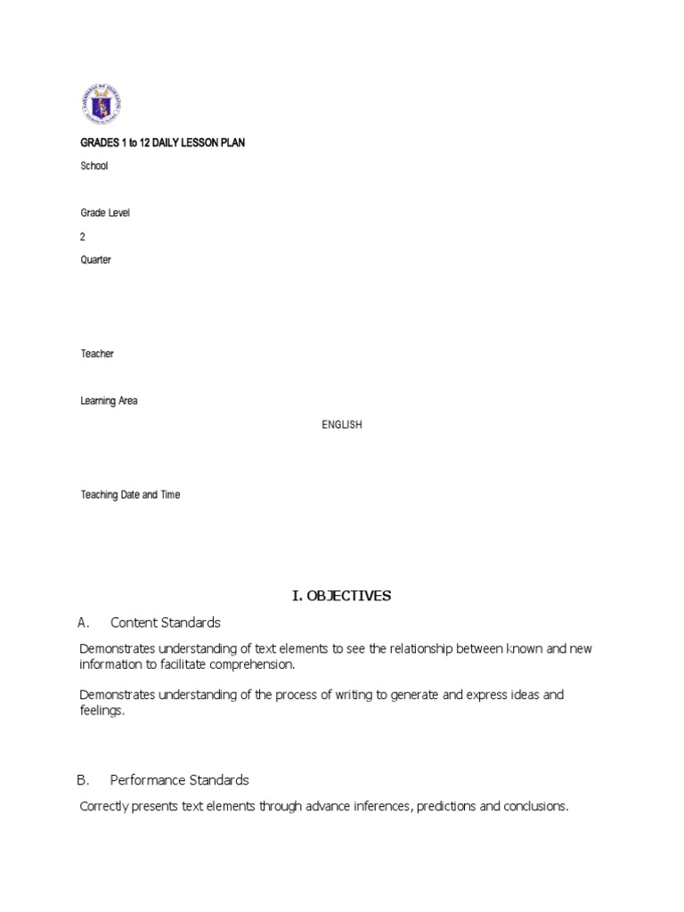 Grade 2 Cot DLP | PDF | Learning | Lesson Plan