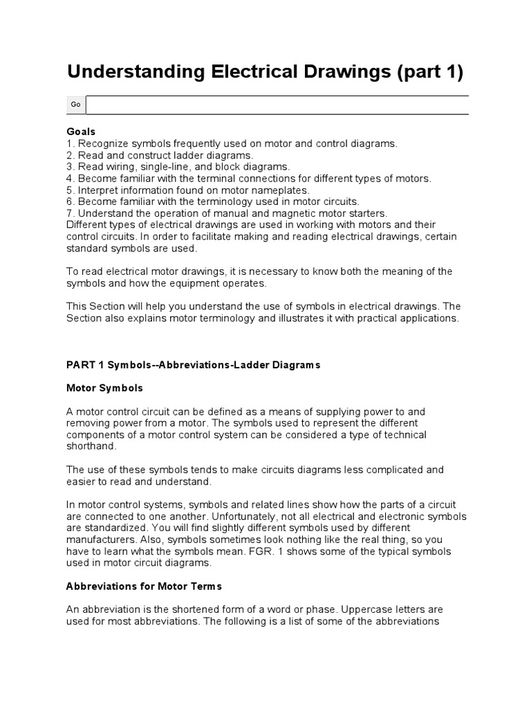 Understanding Electrical Drawings | PDF | Electric Motor | Alternating ...