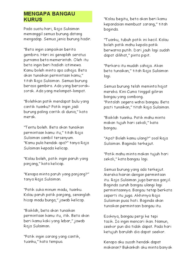 Teks Cerita Rakyat | PDF