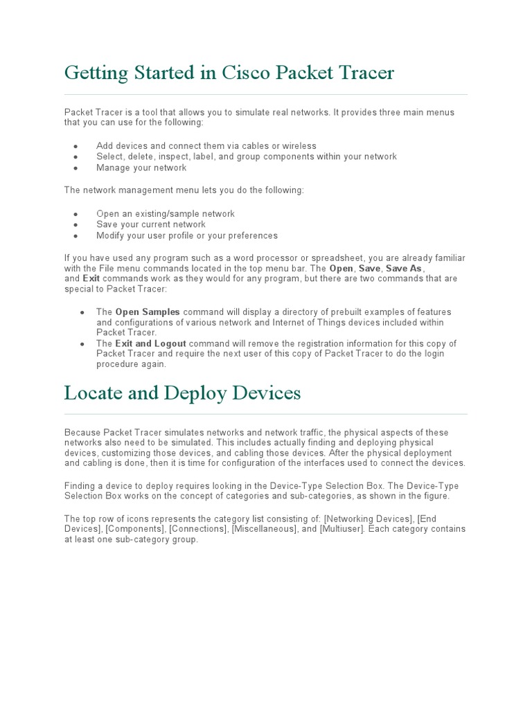 Getting Started in Cisco Packet Tracer | PDF | Command Line Interface ...