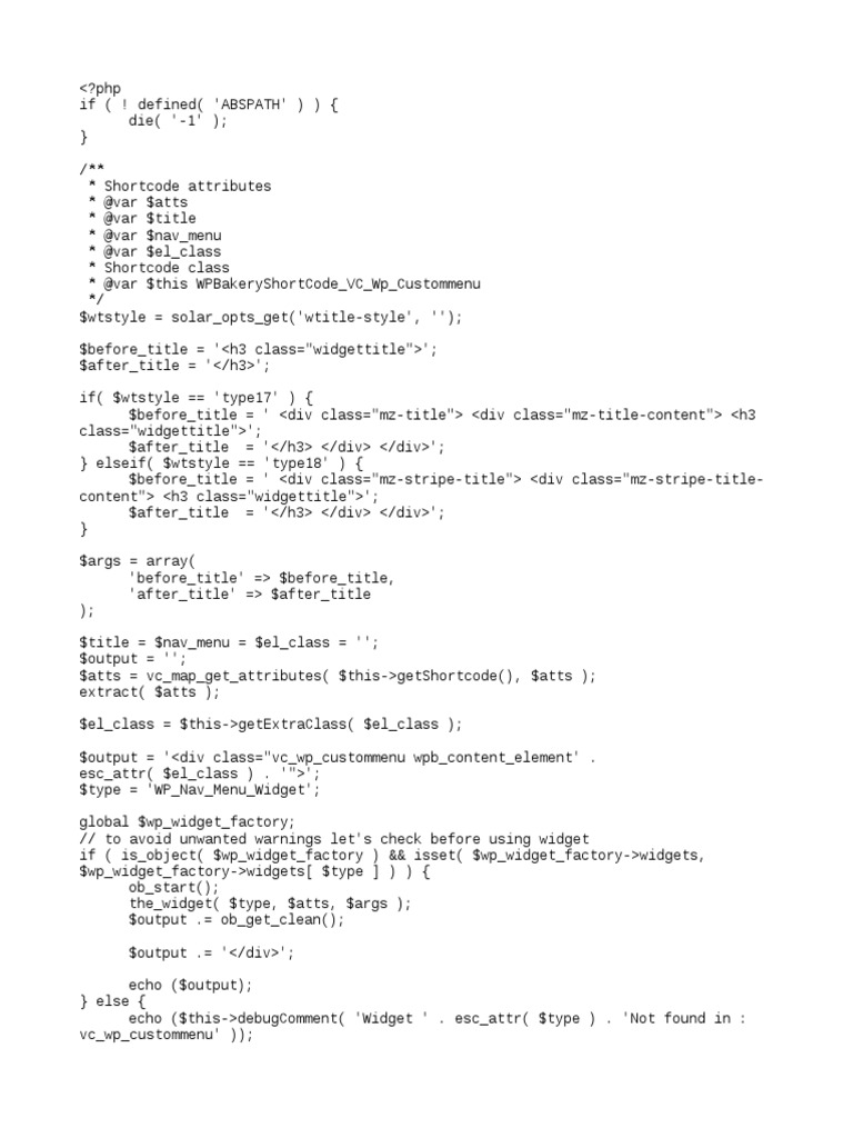VC WP Custommenu | PDF