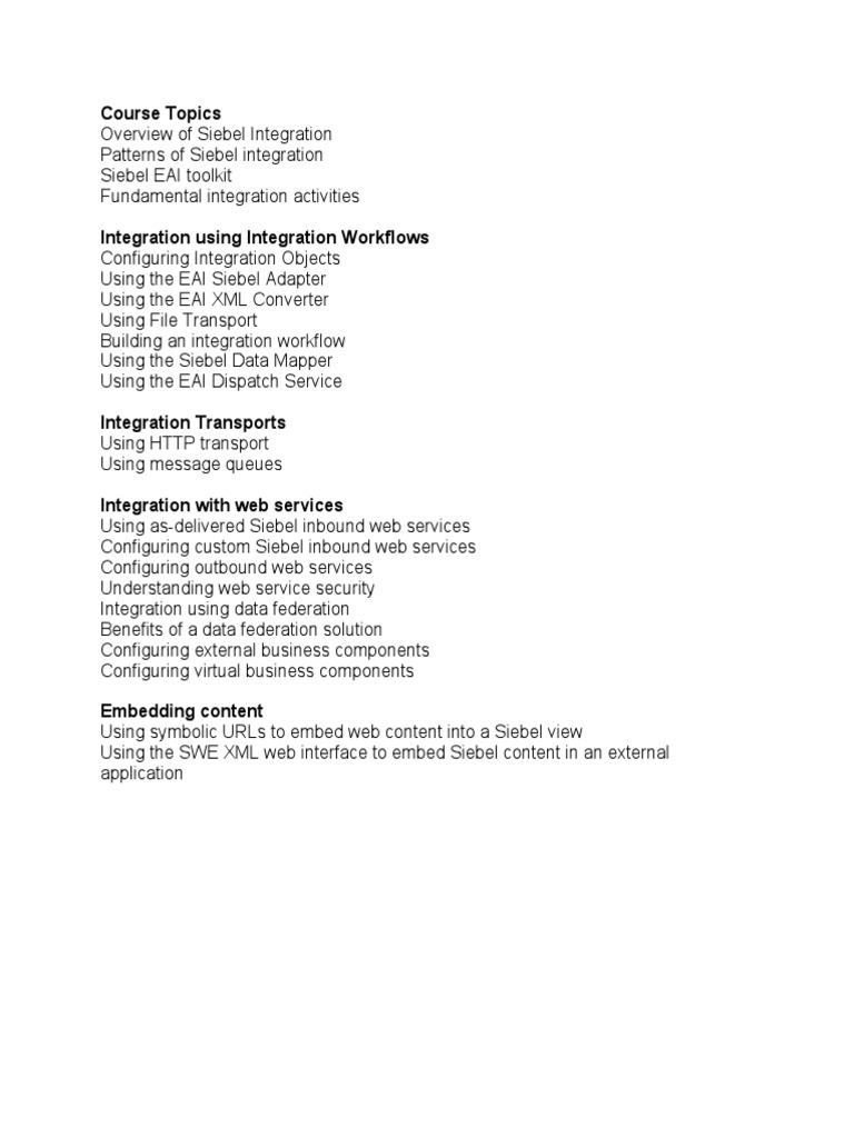 Siebel EAI Training | PDF