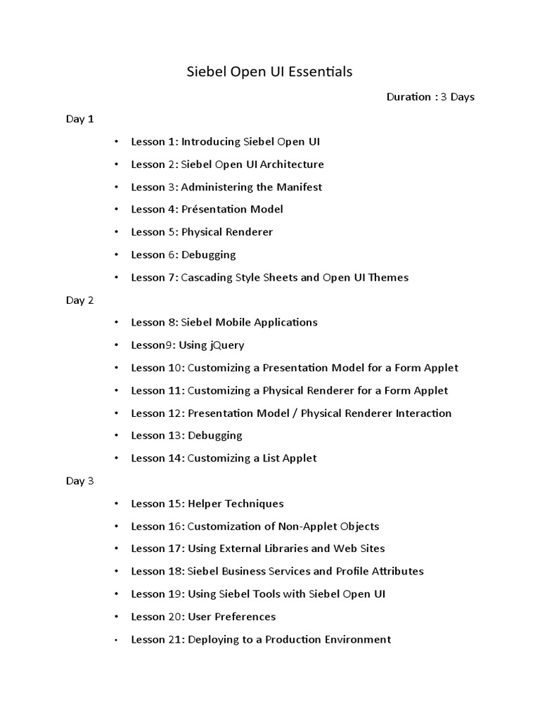 Siebel Open UI Essentials 3 Days | PDF