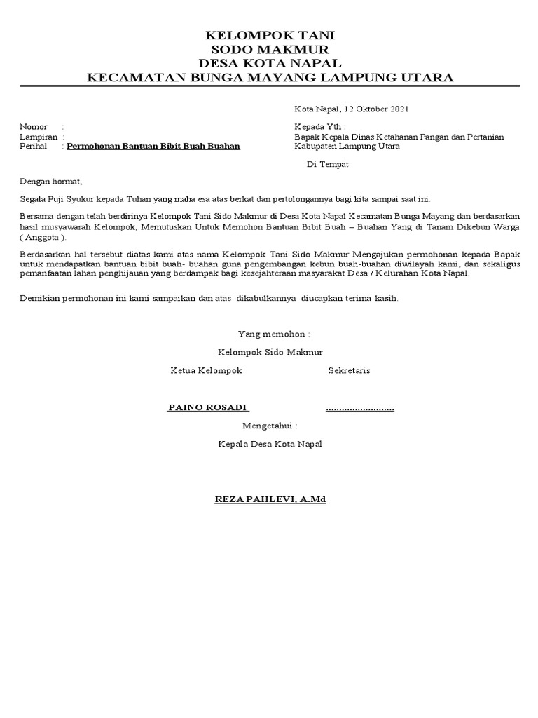 Proposal Pengajuan Bibit Tanaman | PDF