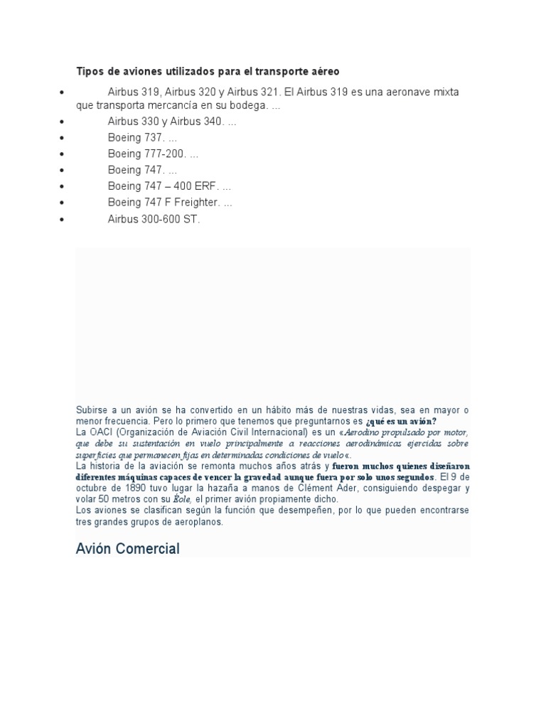 Tipos de Aviones | PDF | Avión | Aeronave