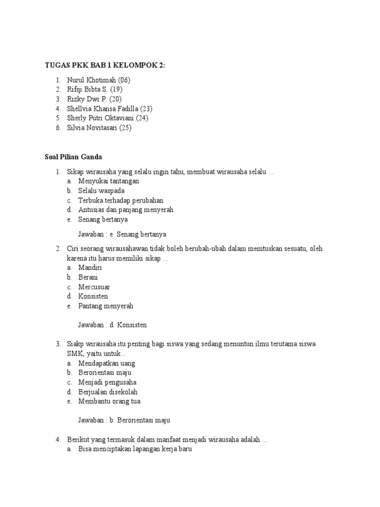 Tugas PKK Bab 1, Kelompok 2 Kelas Xi Akl 3 | PDF