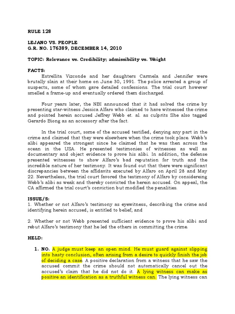 Evid - Rule 128 Case Digest | PDF | Circumstantial Evidence | Burden Of Proof (Law)