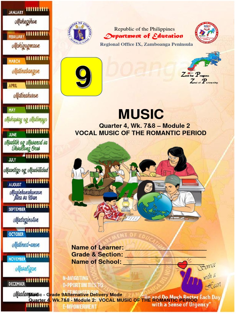 Grade 9 MUSIC Q4 Module 2 Week 7 8 | PDF | Singing | Human Voice