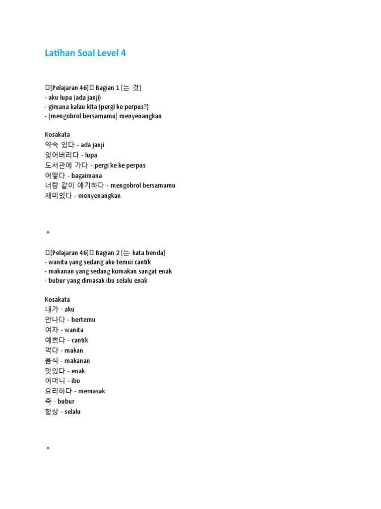 Latihan Soal Level 4 | PDF