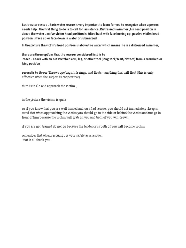 Basic Water Rescue | PDF