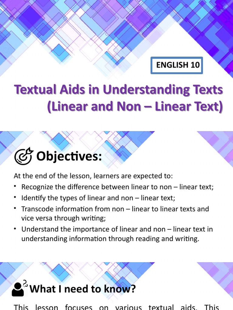 Textual Aids in Understanding Texts (Linear and Non - Linear Text ...