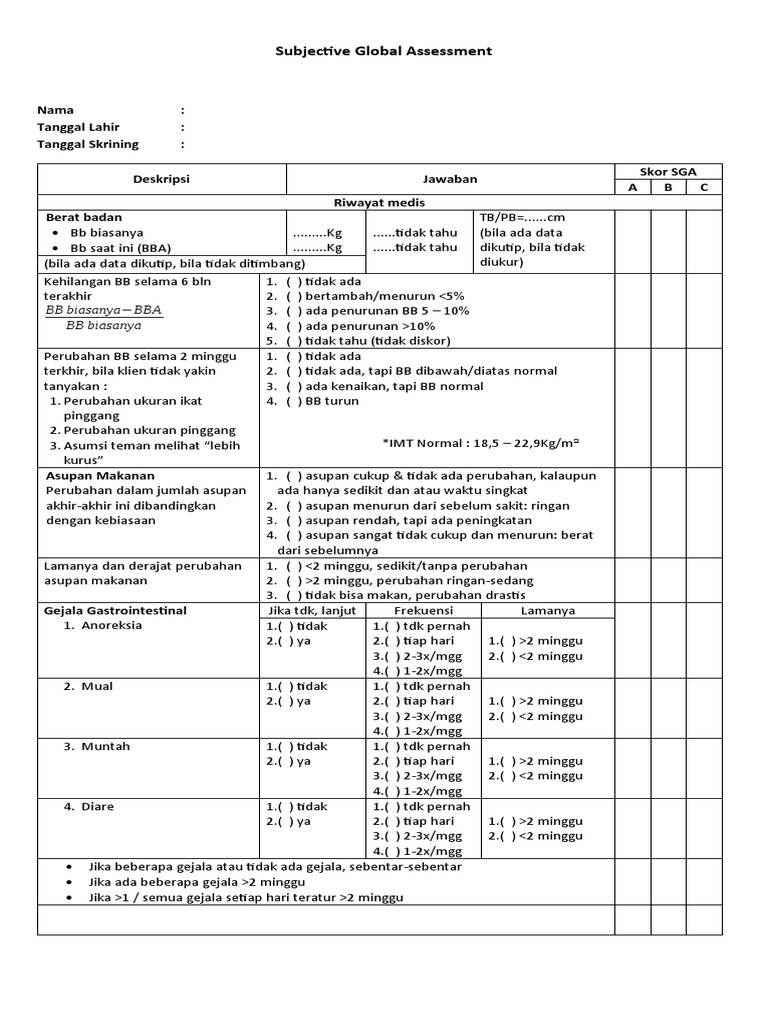 Subjective Global Assessment | PDF