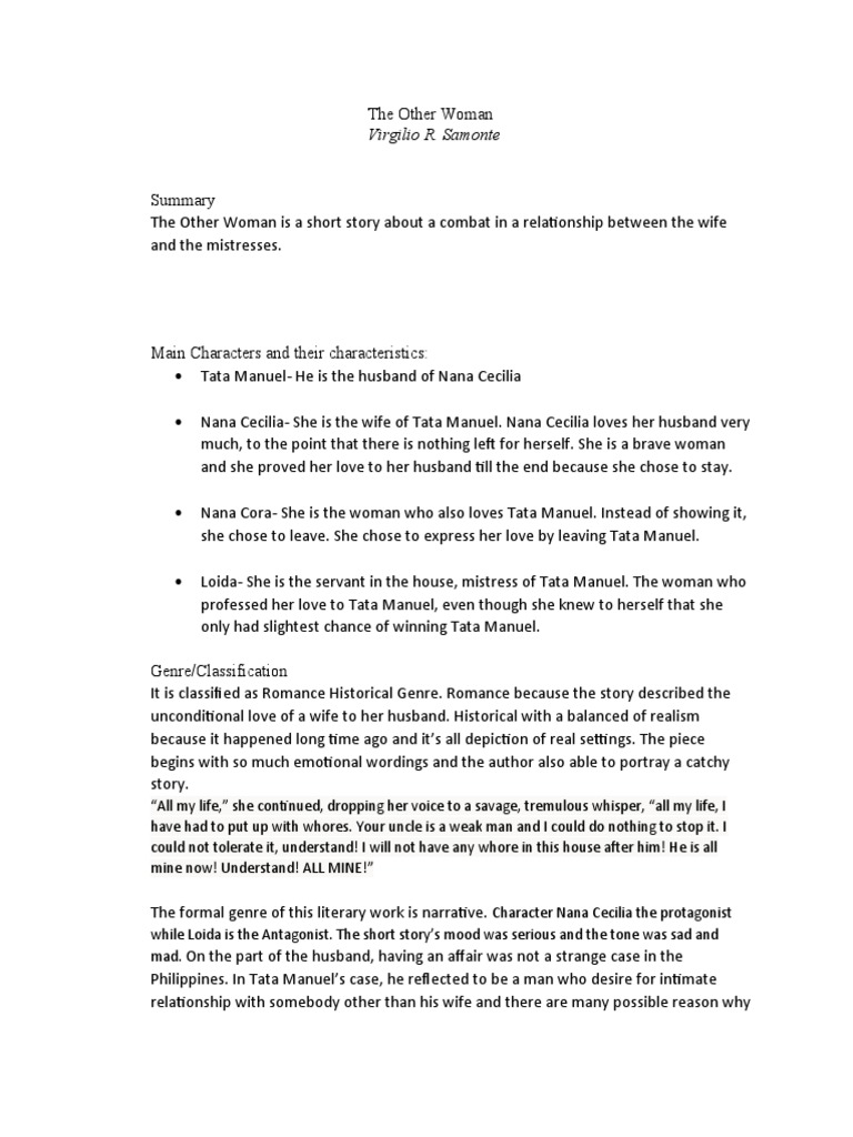 AUTOBIOGRAPHICAL CRITICISM..The Other Woman | PDF | Husband