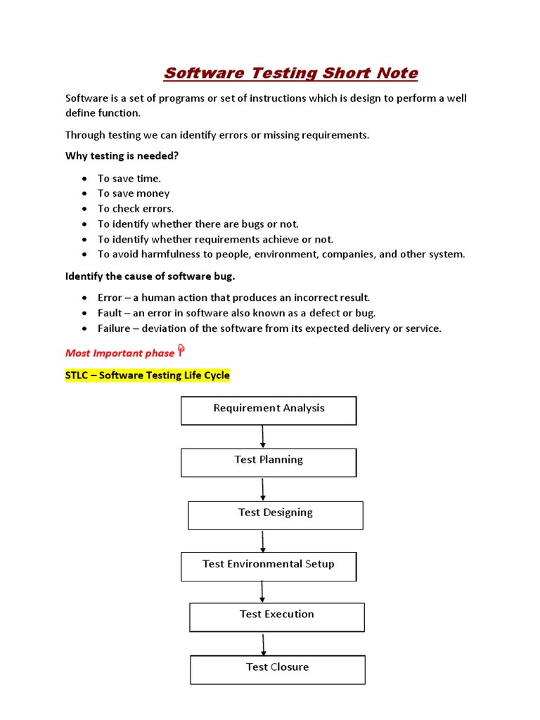 Software Testing Short Note | Download Free PDF | Software Testing ...
