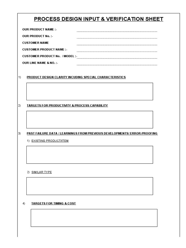 8.3.3.2 - Process Design Input & Verification Sheet | PDF