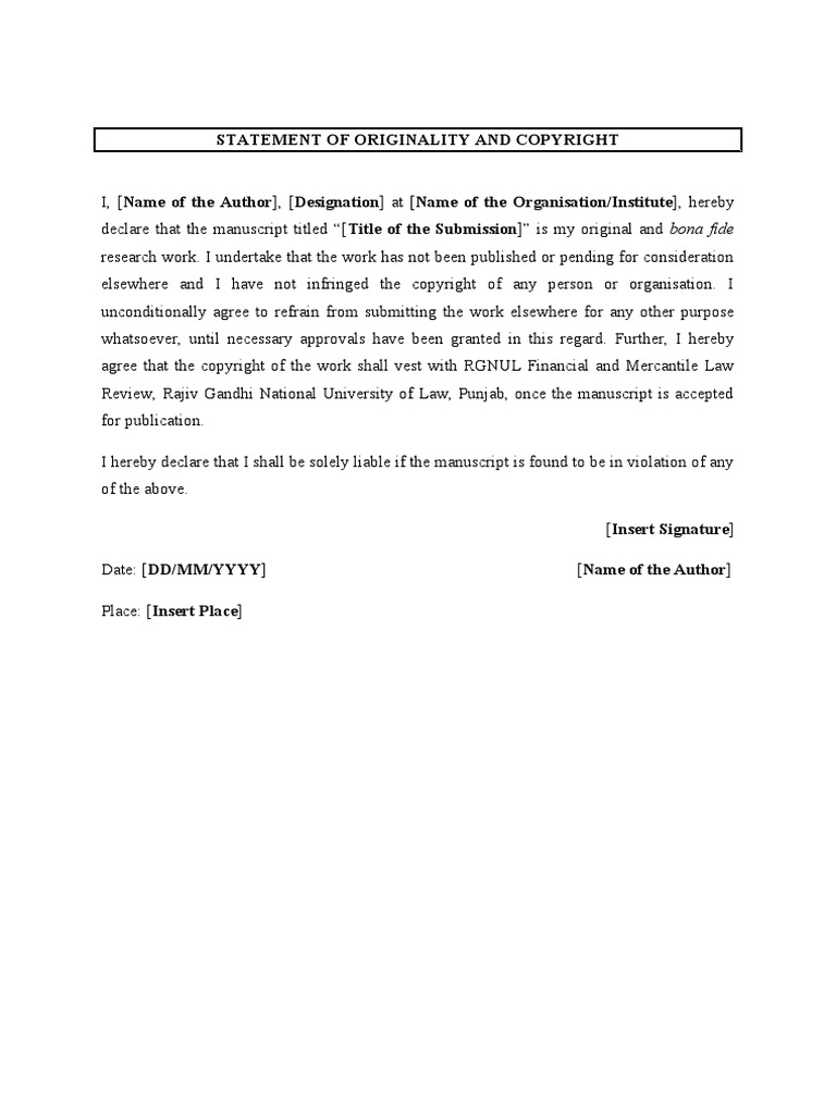 Statement of Originality and Copyright.d | PDF