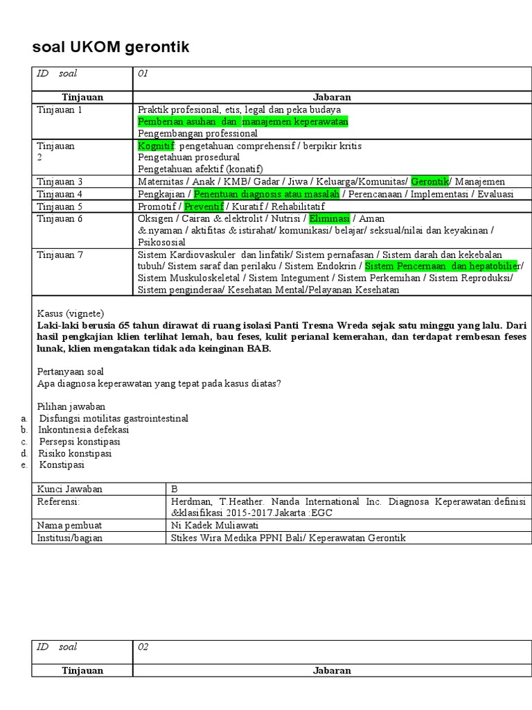 Soal UKOM Gerontik | PDF