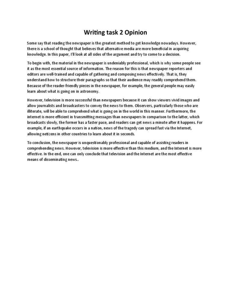 Writing Task 2 Opinion | PDF | Social Science