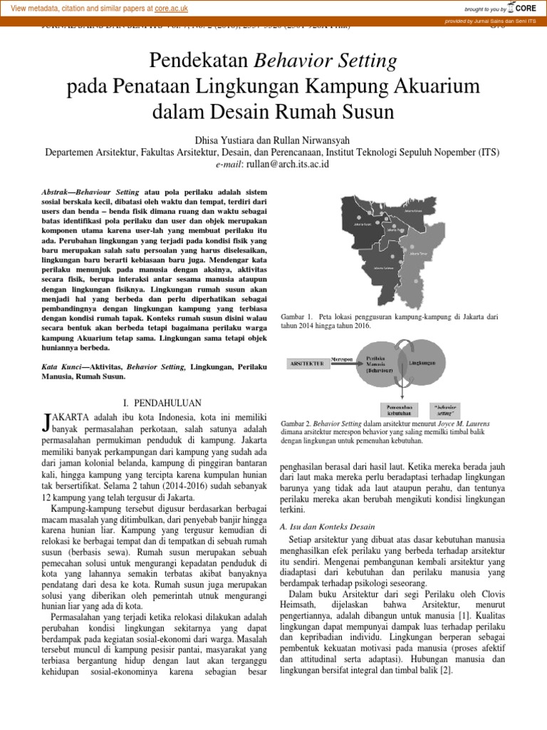 Pendekatan Behavior Setting Pada Penataan Lingkungan Kampung Akuarium Dalam Desain Rumah Susun | PDF