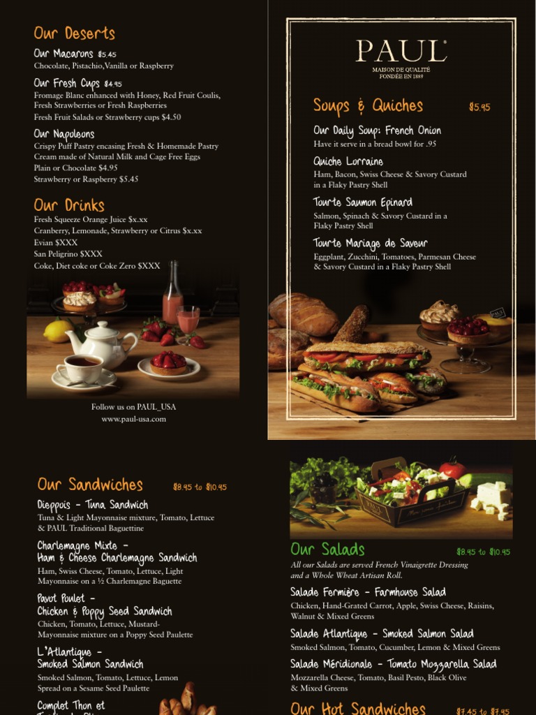 Paul Restaurant Menu Overview | PDF | Foods | European Cuisine
