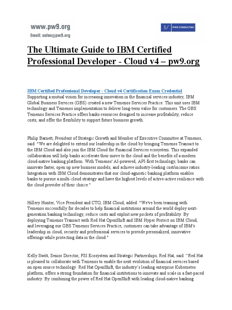 The Ultimate Guide To IBM Certified Professional Developer - Cloud v4 ...