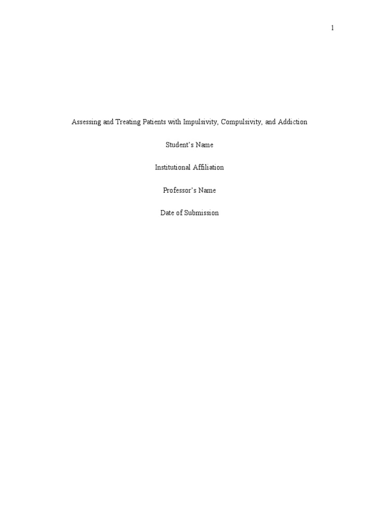 Impulsivity and Addiction Treatment | PDF | Medicine | Clinical Medicine