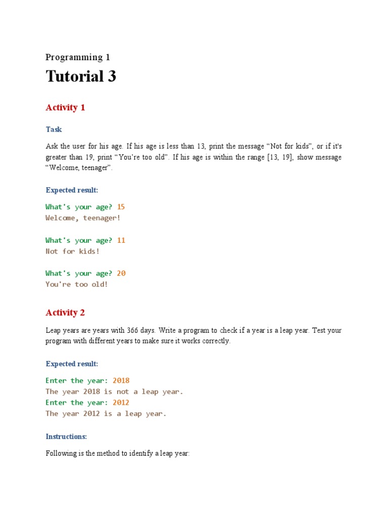 Tutorial 3 | PDF