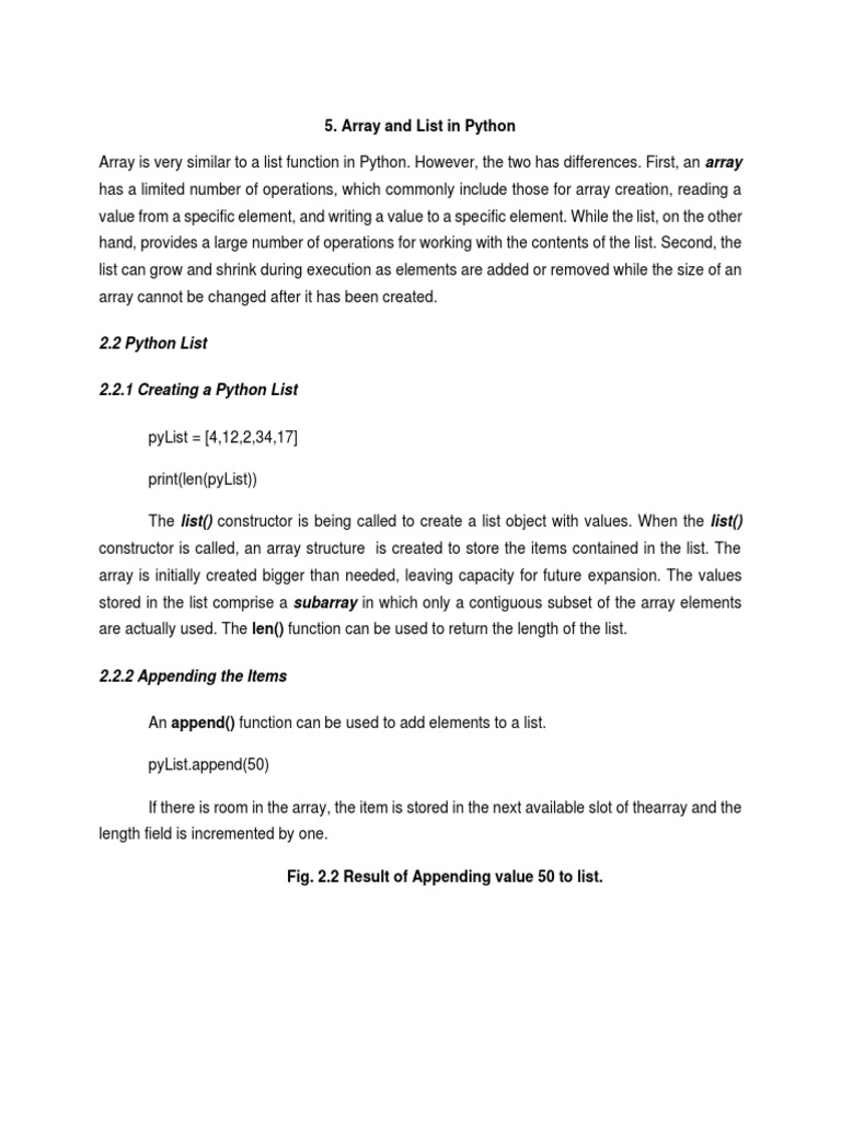 The Differences Between Arrays And Lists In Python And Common Operations On Python Lists Pdf