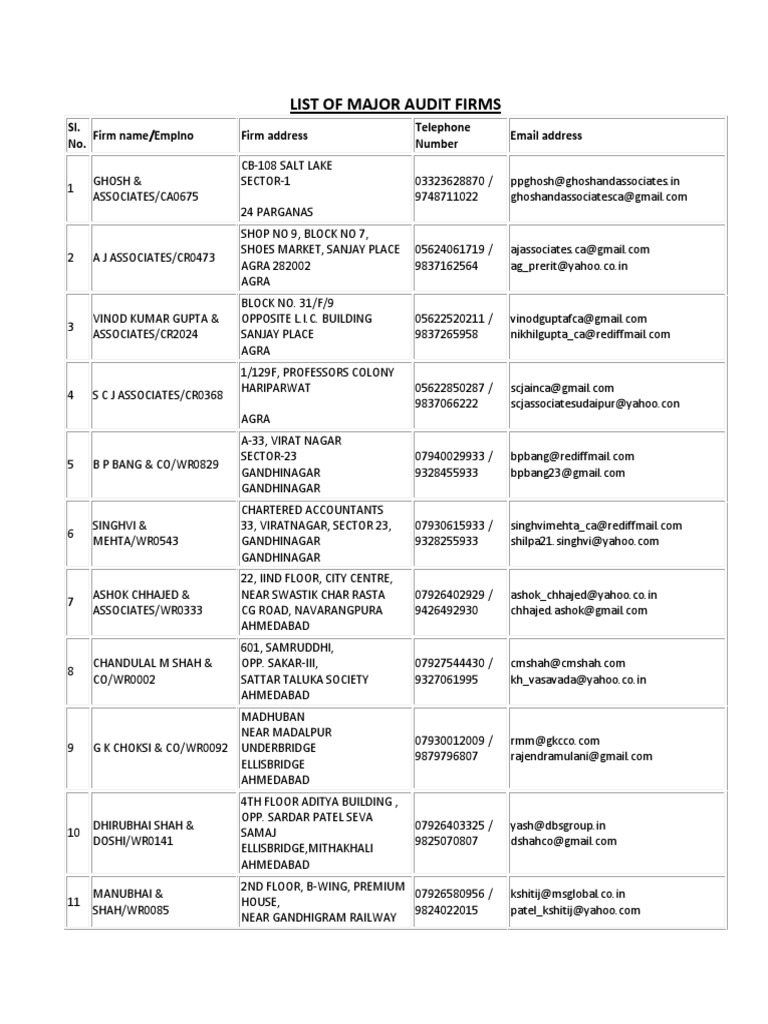 Major Audit Firms Directory | PDF