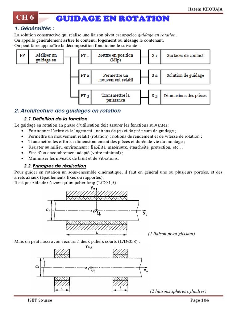 Types de guidage en rotation | PDF | Palier (mécanique) | Mécanique ...