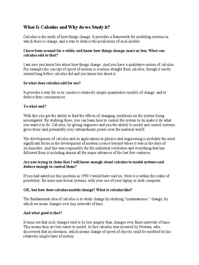 What Is Calculus and Why Do We Study It? | PDF | Function (Mathematics ...