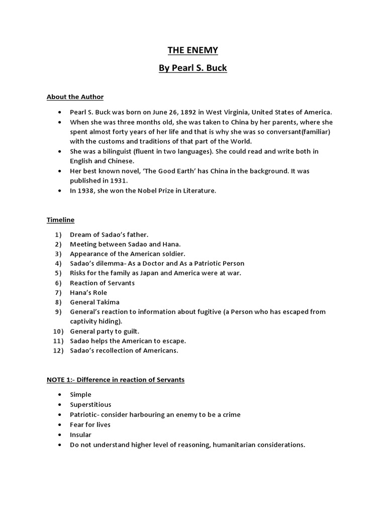 The Enemy by Pearl S. Buck | PDF | Reason