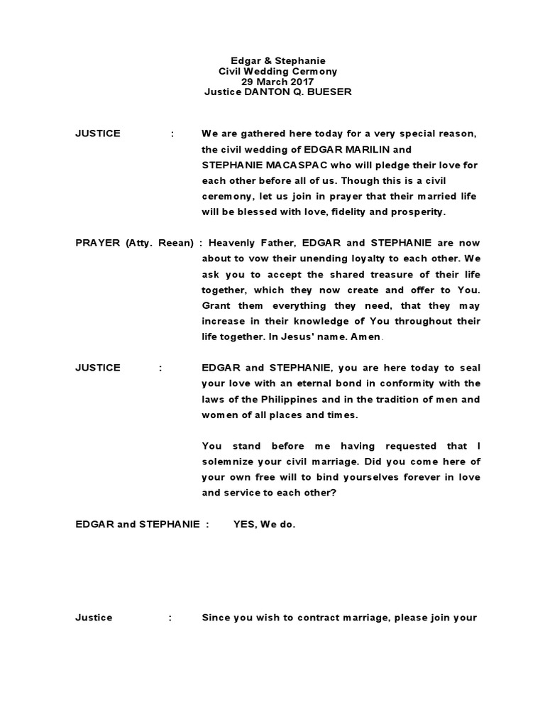 Civil Wedding Ceremony Text