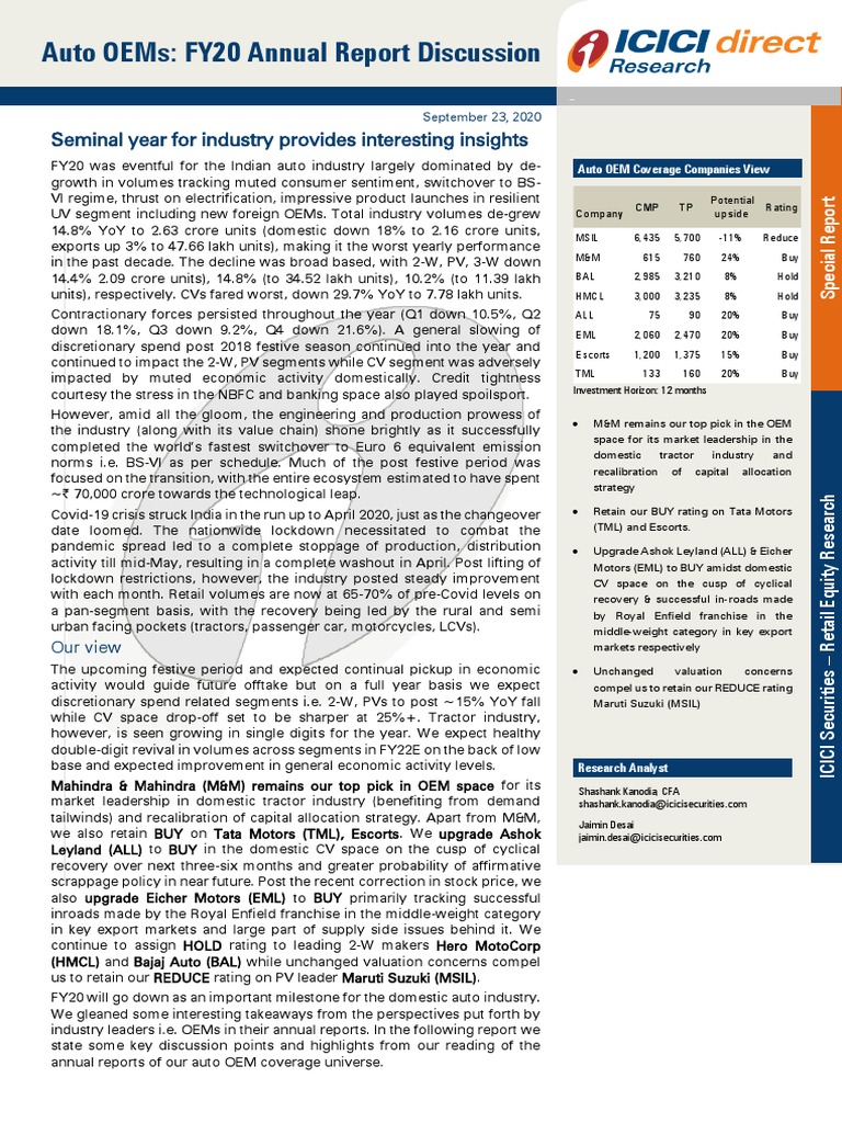 2020 - OEM Annual Reports - IDirect | PDF | Hybrid Vehicle ...