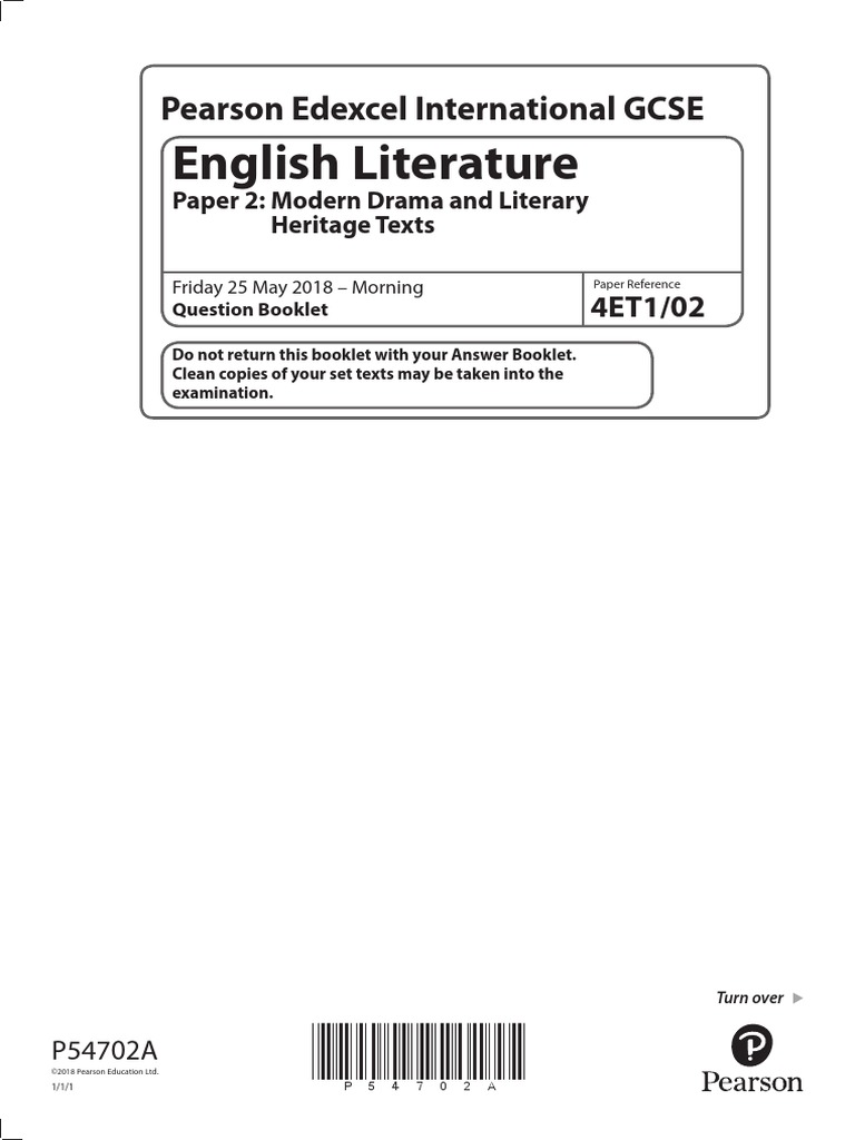 English Literature: Pearson Edexcel International GCSE | PDF | The ...