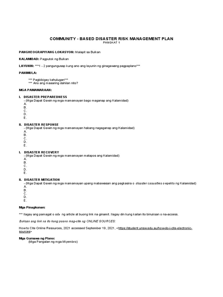 CBDRM PLAN Template | PDF