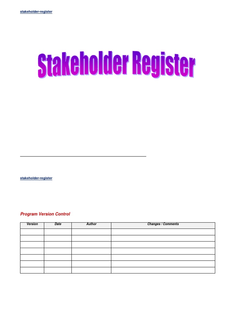 Stakeholder Register | PDF | Information | Cognition